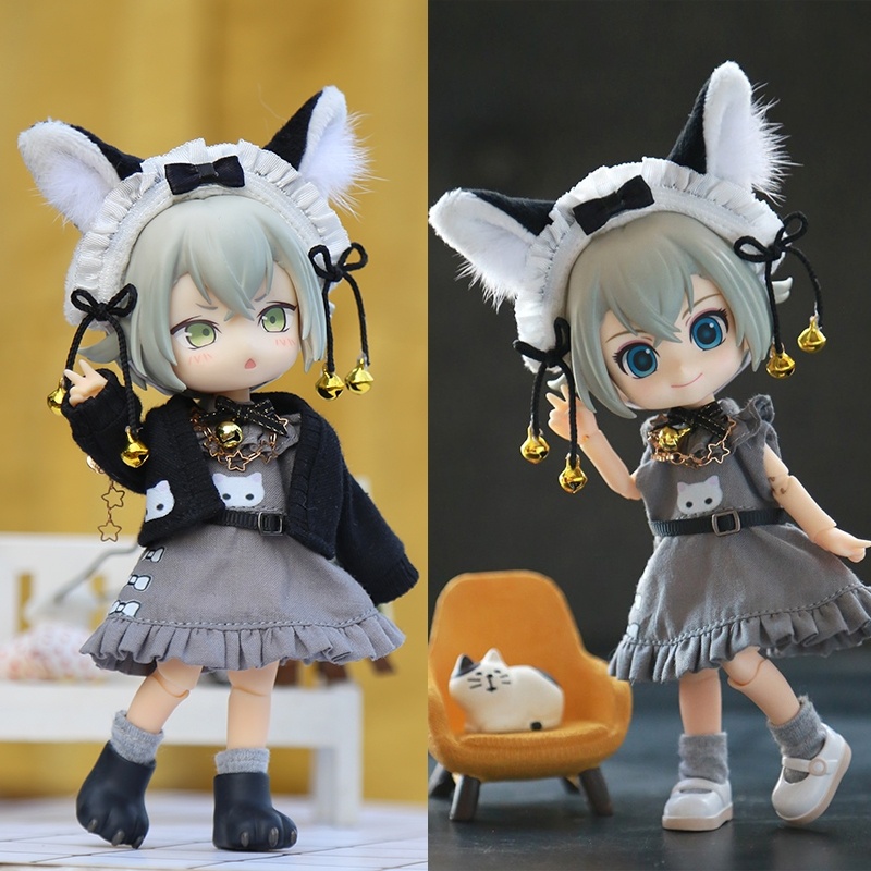 《現貨》【風閣】黑色小野貓套裝 - ob11/黏土人/gcs/ymy/12分娃/套裝/ob11套裝/貓咪/套裝/連衣裙 | 蝦皮購物