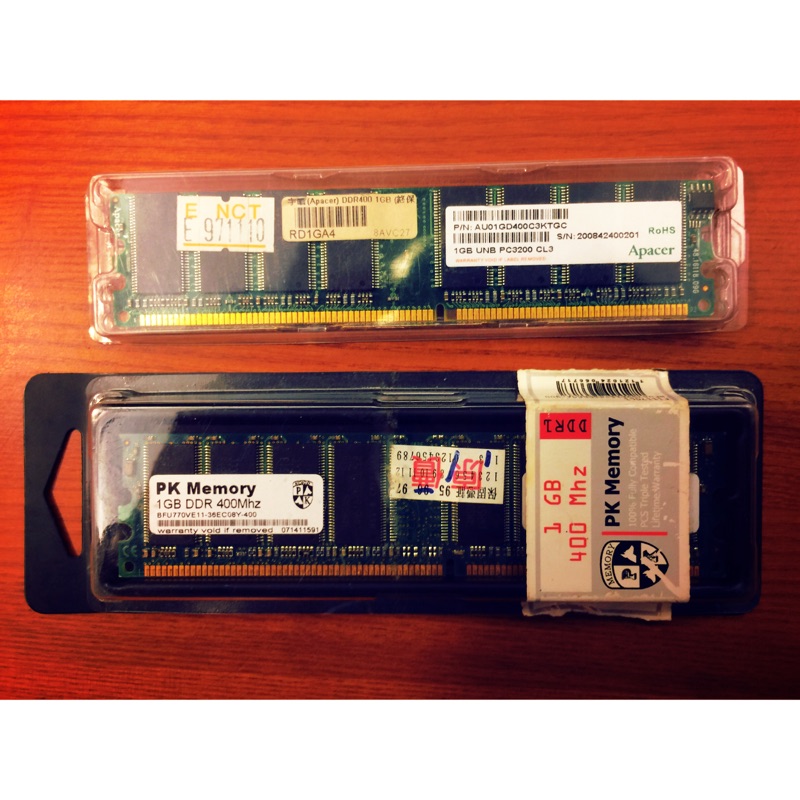 DDR400 1G x2 + 免費贈送全新未用8GB USB (ddr400品牌 Apacer 和 PK Memory) | 蝦皮購物