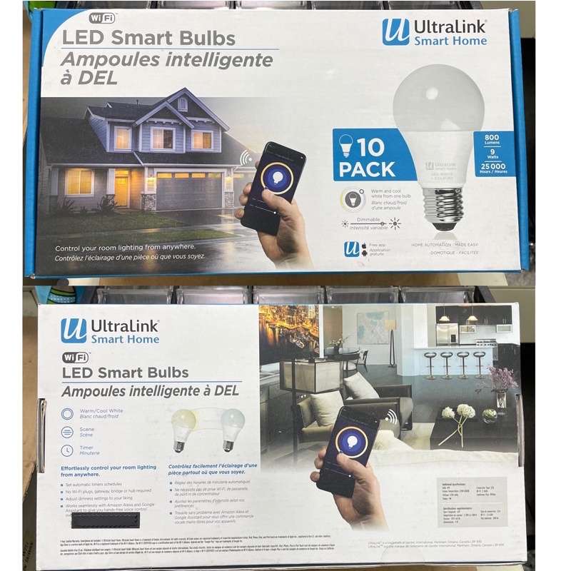 UltraLink Smart Home LED智慧燈泡 9W 800 流明WiFi 燈泡 10顆裝 | 蝦皮購物