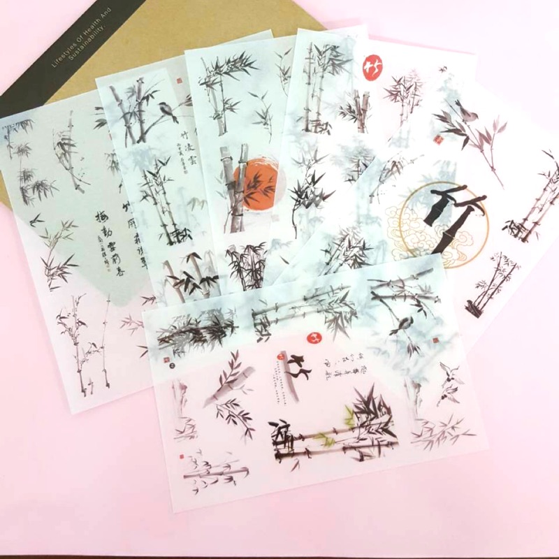 竹葉 和紙貼紙 6入 🍀小紫雜貨店🍀 | 蝦皮購物
