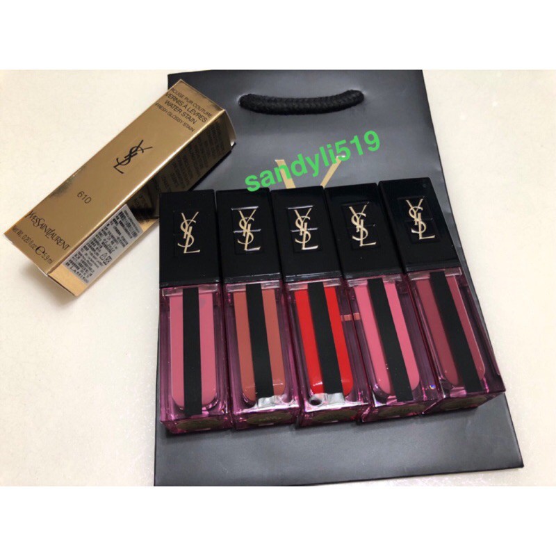 YSL 🔥617 610奢華緞面水光染唇釉 漆光水唇釉 現貨 附提袋 606 614 615 618 608 | 蝦皮購物