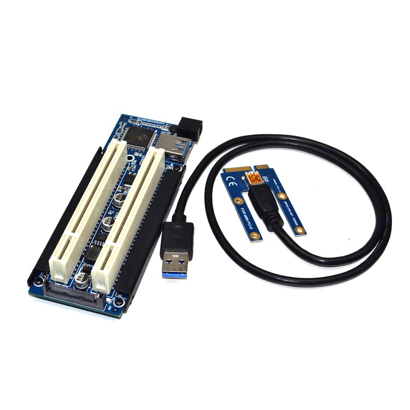 Mini PCI-E Express X1 轉雙 PCI Riser 擴展適配器卡,帶 USB3.0 電纜,適用於 WI | 蝦皮購物
