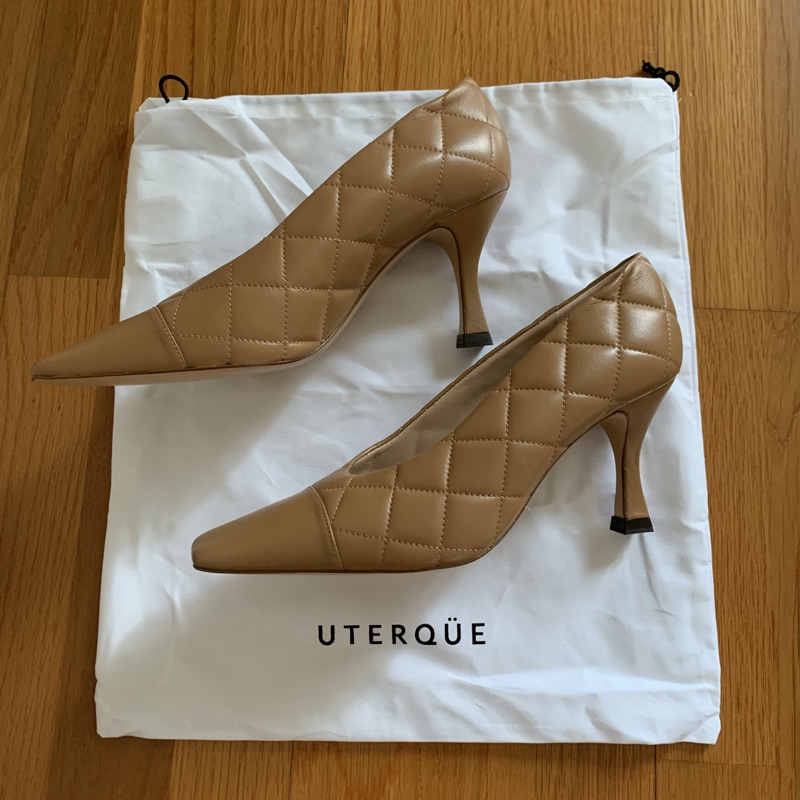 | GEM GEM | Uterque 西班牙製 羊皮 格菱紋 方頭高跟鞋 39 全新有標 | 蝦皮購物