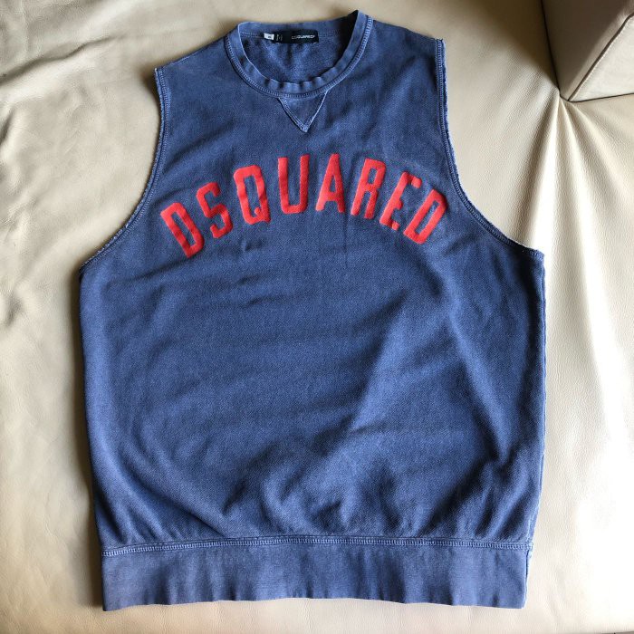 保證正品 Dsquared 2 D2 藍色 厚棉 無袖 T恤 size XL 適合 L | 蝦皮購物