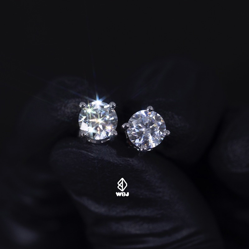 WBJ 一克拉莫桑鑽 S925純銀耳釘耳環 | 鑽石光芒 | 八心八箭切割 | 免費保養 | 可戴洗澡 | 飾品耳環 | 蝦皮購物