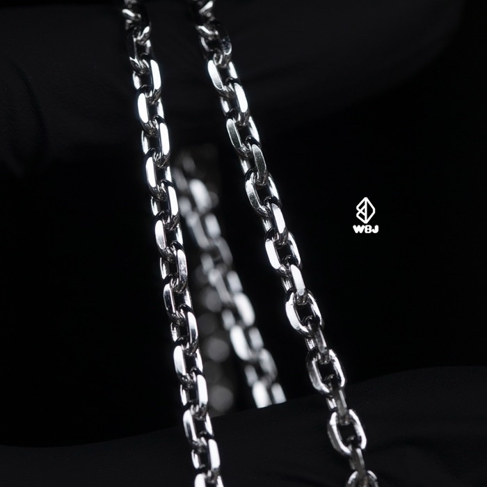 Wbj訂製珠寶 4mm實心純銀十字鍊 古巴鍊 編織鍊 蛇骨鍊 電鍍30u厚白金鎖骨鍊 | 蝦皮購物
