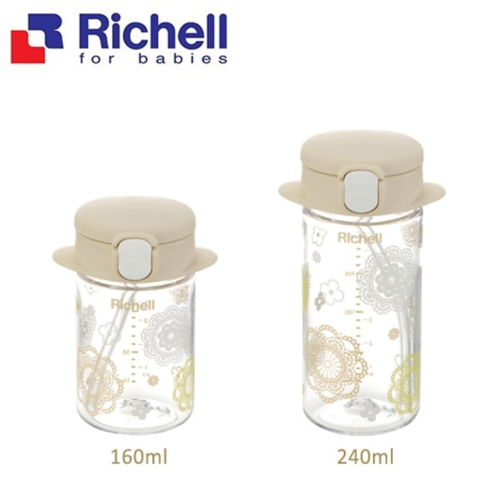 日本 Richell 利其爾 朵朵開 隨身吸管水杯160ml/240ml | 蝦皮購物