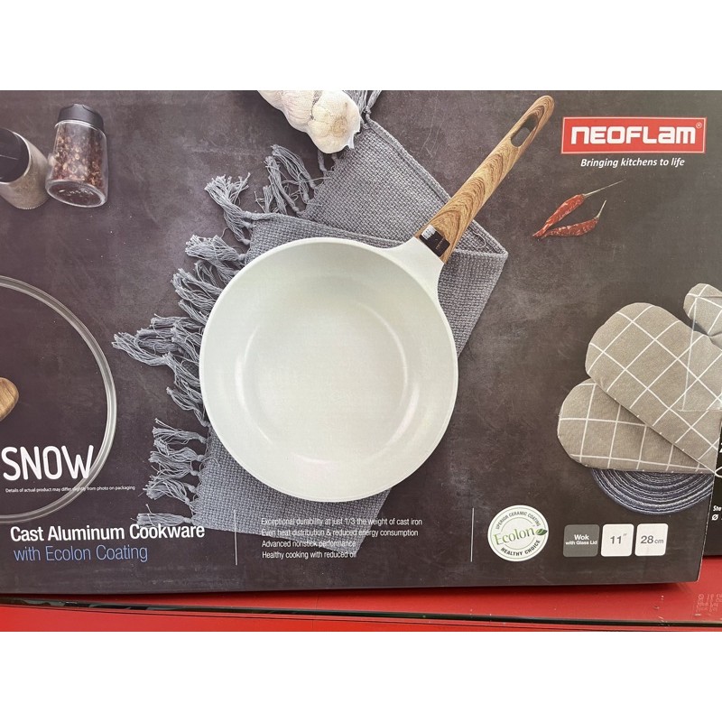 Neoflam Snow 28cm 炒鍋/玻蓋 | 蝦皮購物