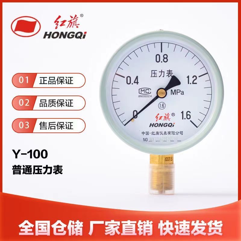 [[專用]紅旗儀表 工廠直銷 壓力錶Y100 1.6級 0-1MPa 水壓油壓表氣壓表 UNNK | 蝦皮購物