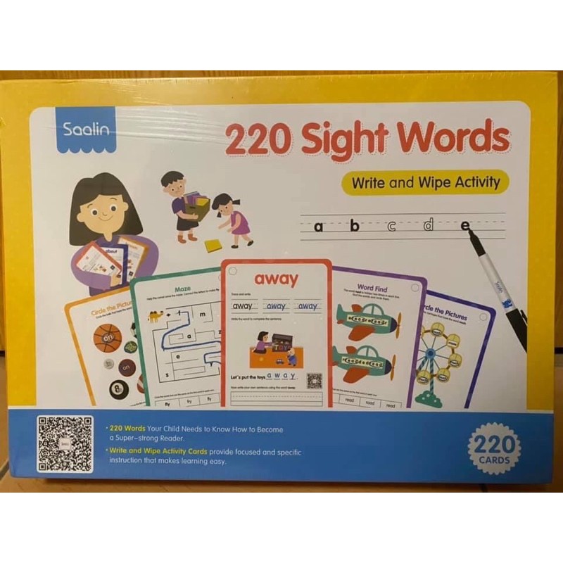 Saalin sight word 閃卡 小達人點讀版 常用字 莎林高頻詞 220個 可擦寫大卡 | 蝦皮購物