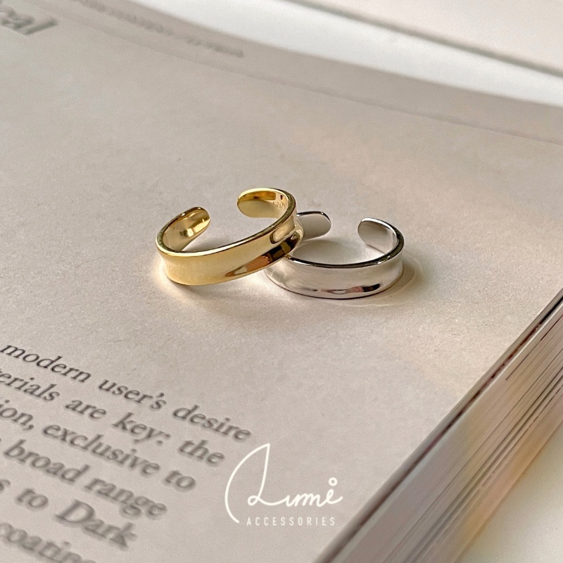 [ALUMI] 凹面尾戒｜S925純銀 鍍18K金 寬凹面 尾戒 開口戒 戒指 飾品 銀戒 純銀戒指 | 蝦皮購物