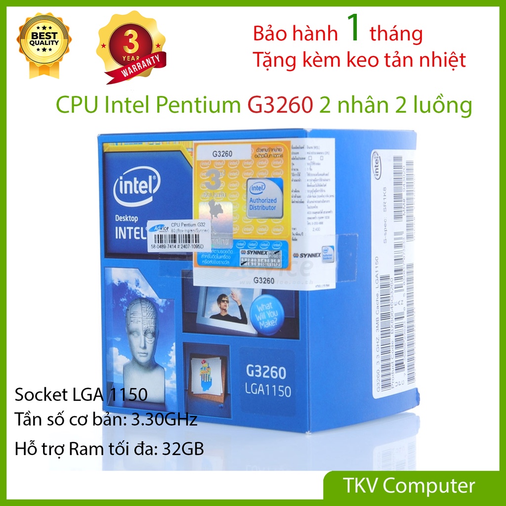Cpu Intel Pentium 處理器 G3260 2 核 2 線程 - 基本頻率:3.30 GHz - 不含導熱膏 | 蝦皮購物