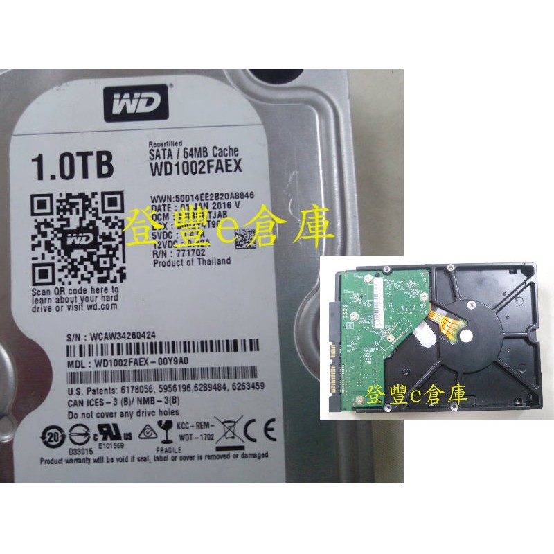 【登豐e倉庫】 F541 黑標 WD1002FAEX-00Y9A0 1TB SATA3 機板自換 打雷沖擊 救資料 | 蝦皮購物