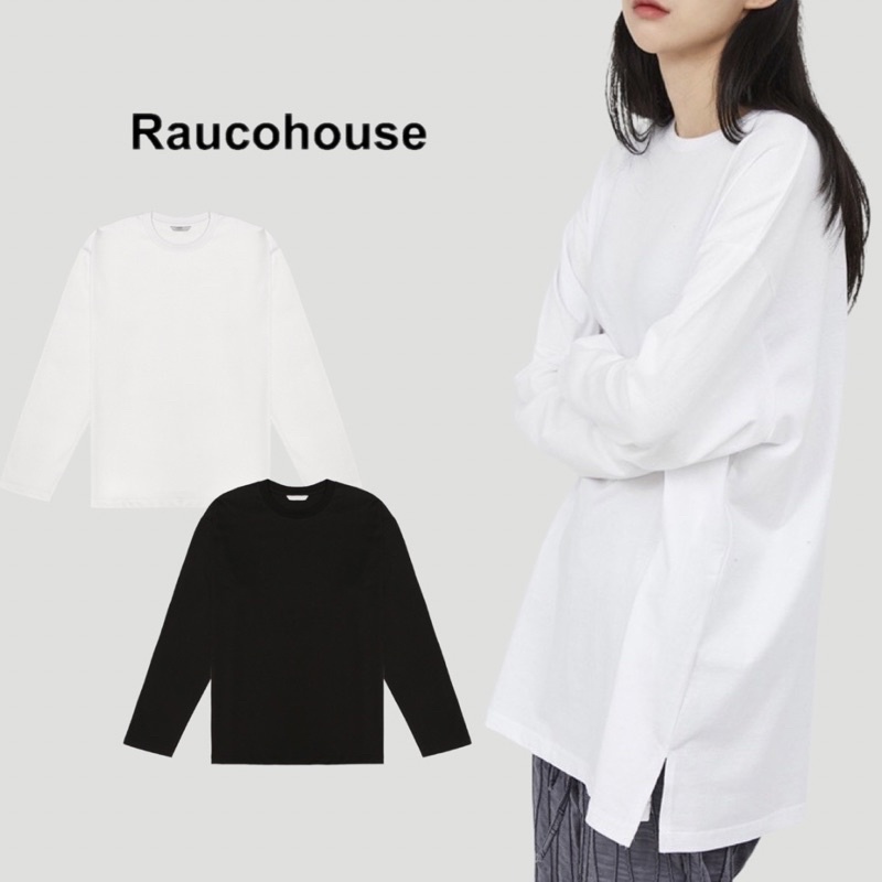 【JIN】現貨！韓國 Raucohouse 側開岔垂墜感薄長袖 寬鬆版型 落肩 薄長袖 | 蝦皮購物