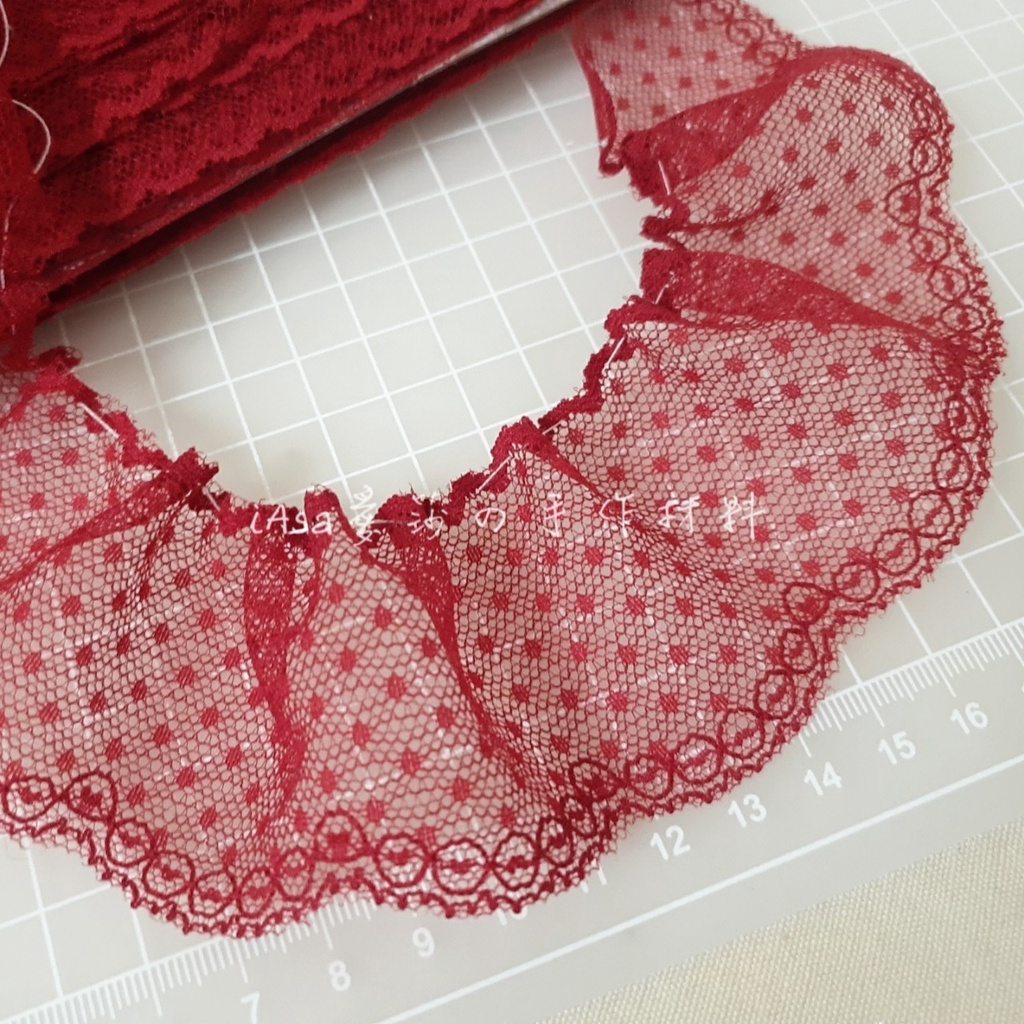 《iAsa愛莎の》手作材料 5~17cm日單無彈紅色波浪網紗蕾絲花邊diy洛麗塔娃衣服裝家居材料 | 蝦皮購物