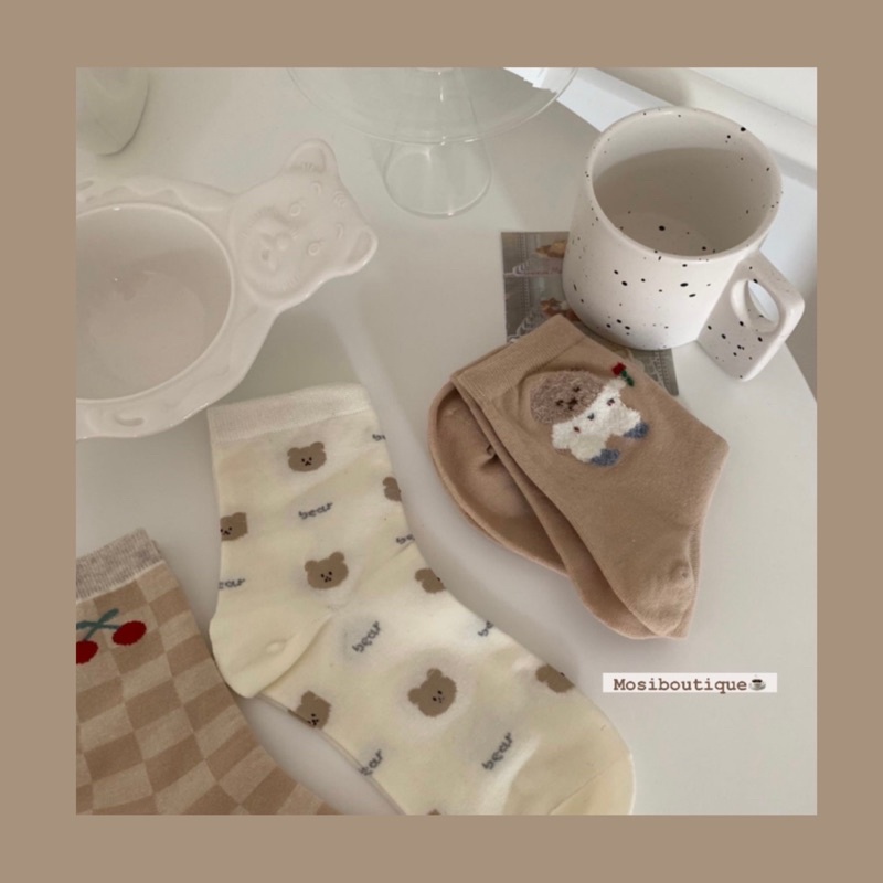 🧸三款/𝚌𝚞𝚌𝚞 𝚋𝚎𝚊𝚛純棉中筒襪 | 蝦皮購物