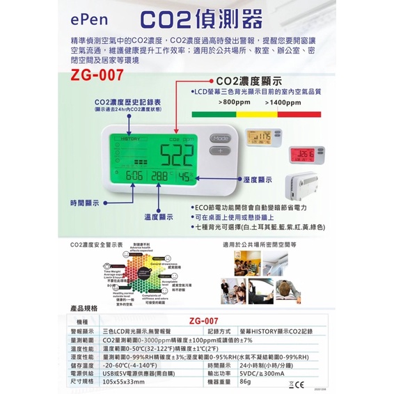 ZG-007 MINI型CO2二氧化碳偵測器 | 蝦皮購物