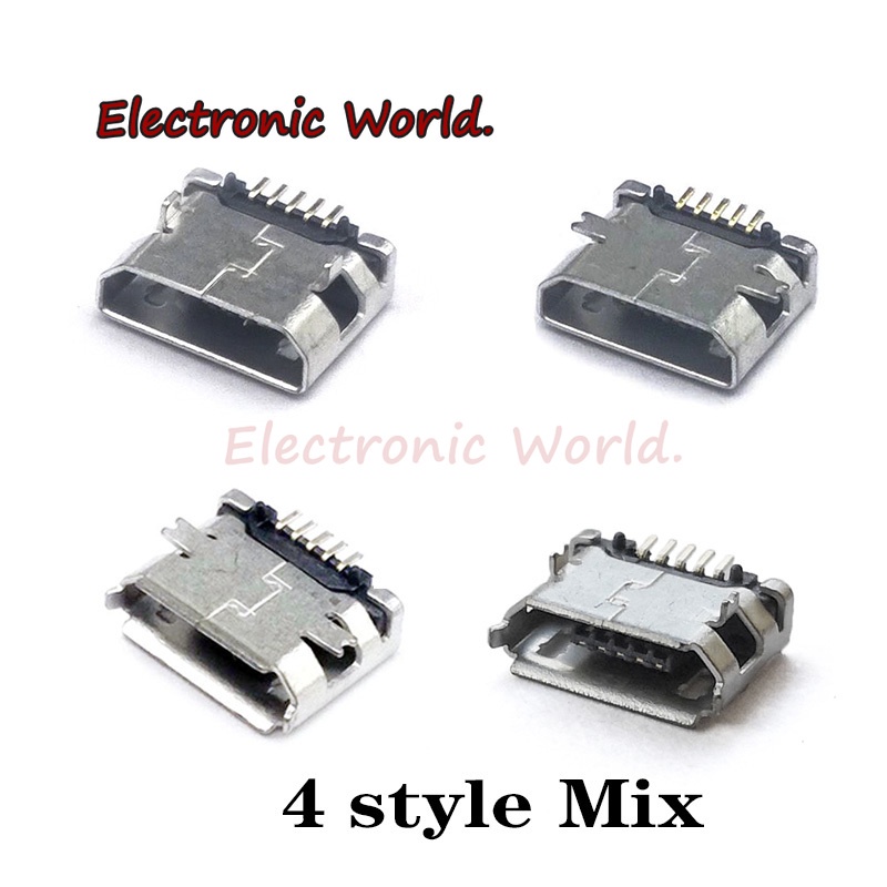 50個/份 5Pin Micro-B SMD Micro USB 連接器母端口插孔尾插座插頭適用於 Android 手機 | 蝦皮購物