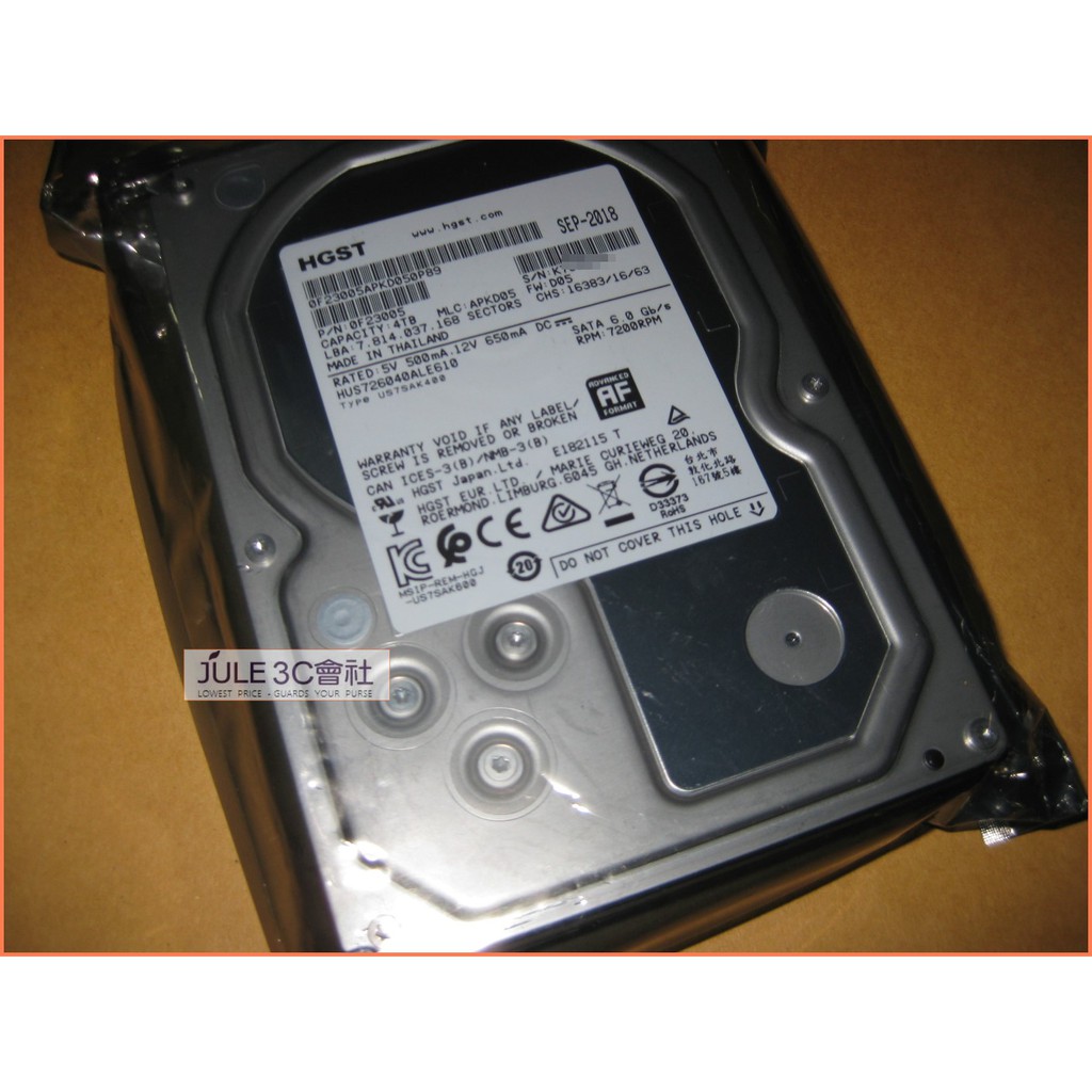 JULE 3C會社-日立HGST HUS726040ALE610 企業級 4TB 4T 7K6000/全新/保內 硬碟 | 蝦皮購物