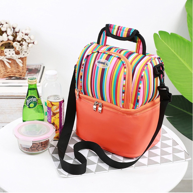【susumy】三能冰包 SANNE 9L雙層母乳保鮮包 午餐包 保溫包 母乳保鮮冷藏冰包 條紋手提雙層袋 | 蝦皮購物