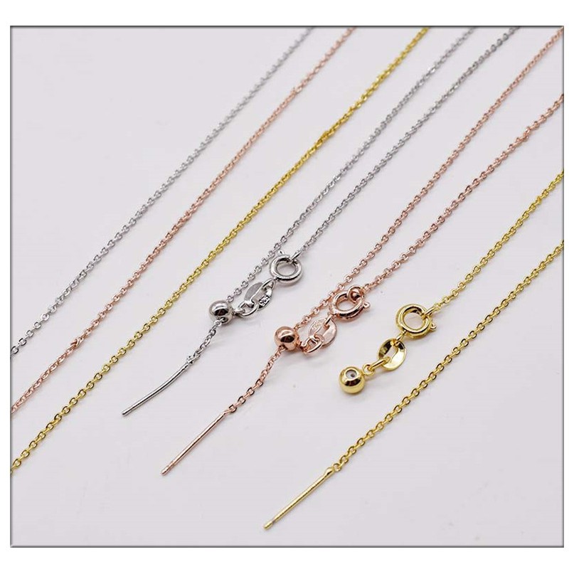 60CM 925半銀十字鏈O字鏈 單鏈蛇骨鏈 項鏈帶針硅膠調節球 路路通 頸鏈 長項鍊 吊墜頸鍊 銀飾 鎖骨鏈 毛衣鏈 | 蝦皮購物