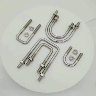 (不鏽鋼帶膠條騎馬卡)（箍帶膠條管卡水管電纜固定）包郵304不鏽鋼U型螺栓M6M8螺絲U形管卡抱箍管箍騎馬固定卡箍卡扣 | 蝦皮購物