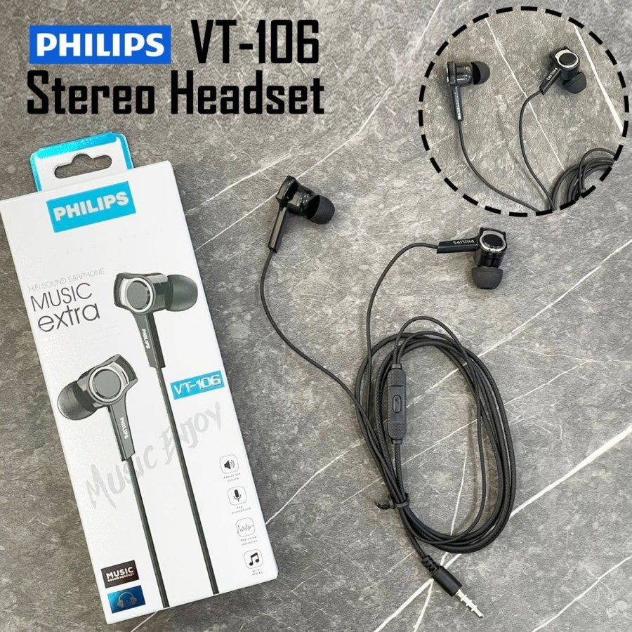 飛利浦 VT106 HF 立體聲純低音音樂聽筒耳機 | 蝦皮購物