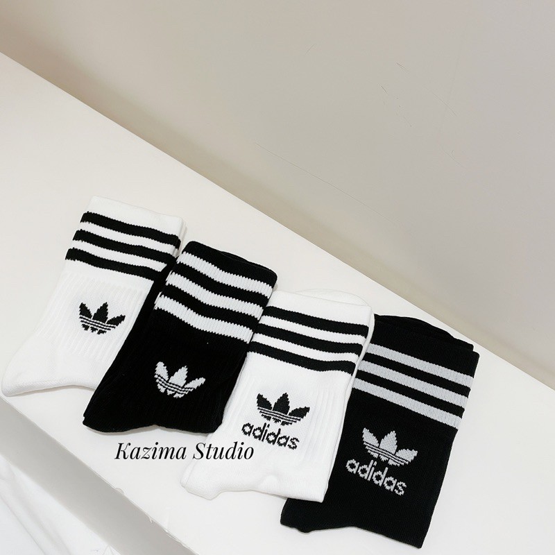 Kazima｜現貨 愛迪達 Adidas 三線襪 小腿襪 長襪 中筒襪 男女 白黑 GD3575 黑白 GD3576 | 蝦皮購物
