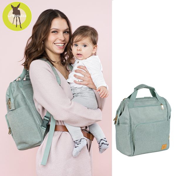 (新色上架)公司貨 免運 德國 Lassig 時尚完美大開口後背媽媽包 (倫敦鐵灰/薄荷綠/玫瑰金/經典黑) | 蝦皮購物