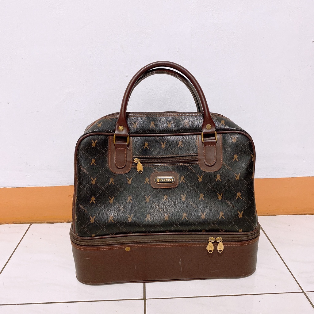 二手 Playboy 復古中性手提旅行包/行李袋 | 蝦皮購物