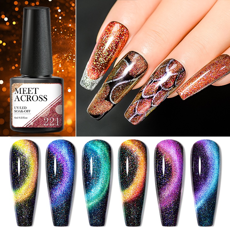 Mtssii MEET ACROSS 磁性 UV 凝膠指甲油 6 毫升持久貓眼美甲凝膠浸泡半永久 UV LED 清漆 | 蝦皮購物