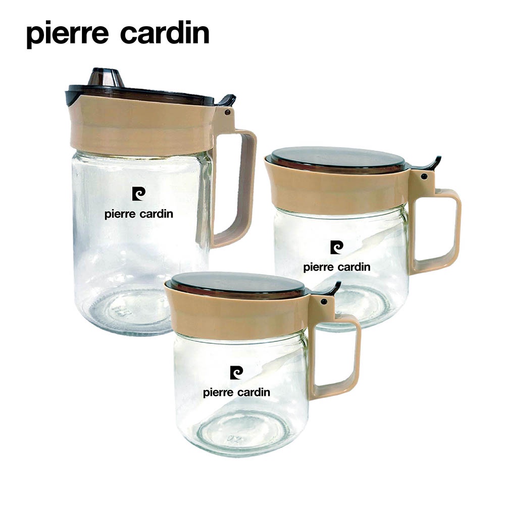 【pierre cardin皮爾卡登】玻璃調味罐3件組 按壓掀蓋玻璃罐 550ml 400ml | 蝦皮購物