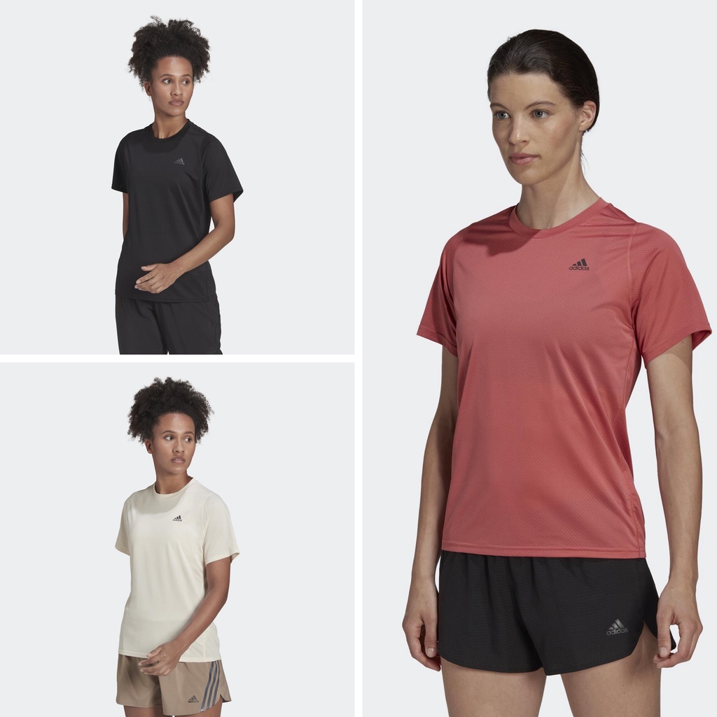 【豬豬老闆】ADIDAS RUN ICONS 透氣 運動 短T 女款 黑H57742 米白HB9355 桃粉HK9136 | 蝦皮購物