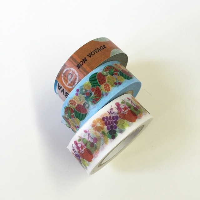 YUKA DESIGNx BON VOYAGE TUTTI FRUTTI+DEPARTURE 紙膠帶 3捲一組 | 蝦皮購物