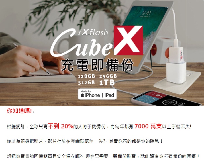 【台灣製造】1TB-PIODATA iXflash Cube 備份酷寶 Type-C 充電即備份 隨身碟 | 蝦皮購物