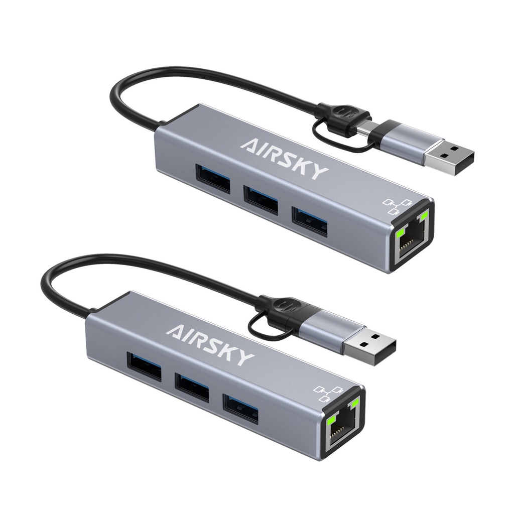 AIRSKY四合一Type-C+USB網路轉接器HC-78 雙頭設計 100M轉接線 RJ45孔 USB擴充 筆電擴充槽 | 蝦皮購物