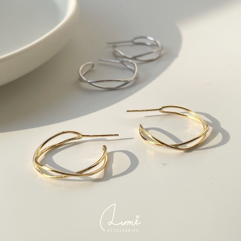 [ALUMI] 繚繞C圈｜s925純銀 鍍金 細線交織 耳環 飾品 純銀耳環 | 蝦皮購物