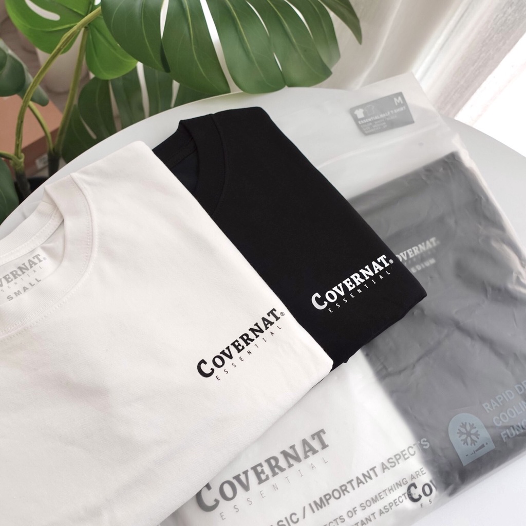【KT USA】韓國Covernat經典短T 2024最新款 涼感棉 短袖 短T 素T 小標 黑、白素T 情侶衣 上衣 | 蝦皮購物