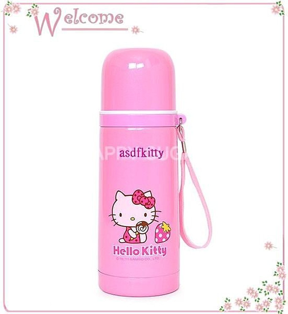 asdfkitty*韓國製 KITTY棒棒糖不鏽鋼保溫壺-也可保冷-350ML附提袋-韓國製 | 蝦皮購物
