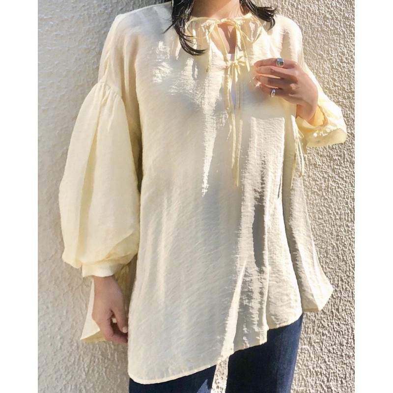 ☆NFNL☆ 現貨 CLANE 絕版美品 日幣22000 ENA私服 可愛高質感 大人系光澤感 蝴蝶結綁帶長上衣 | 蝦皮購物