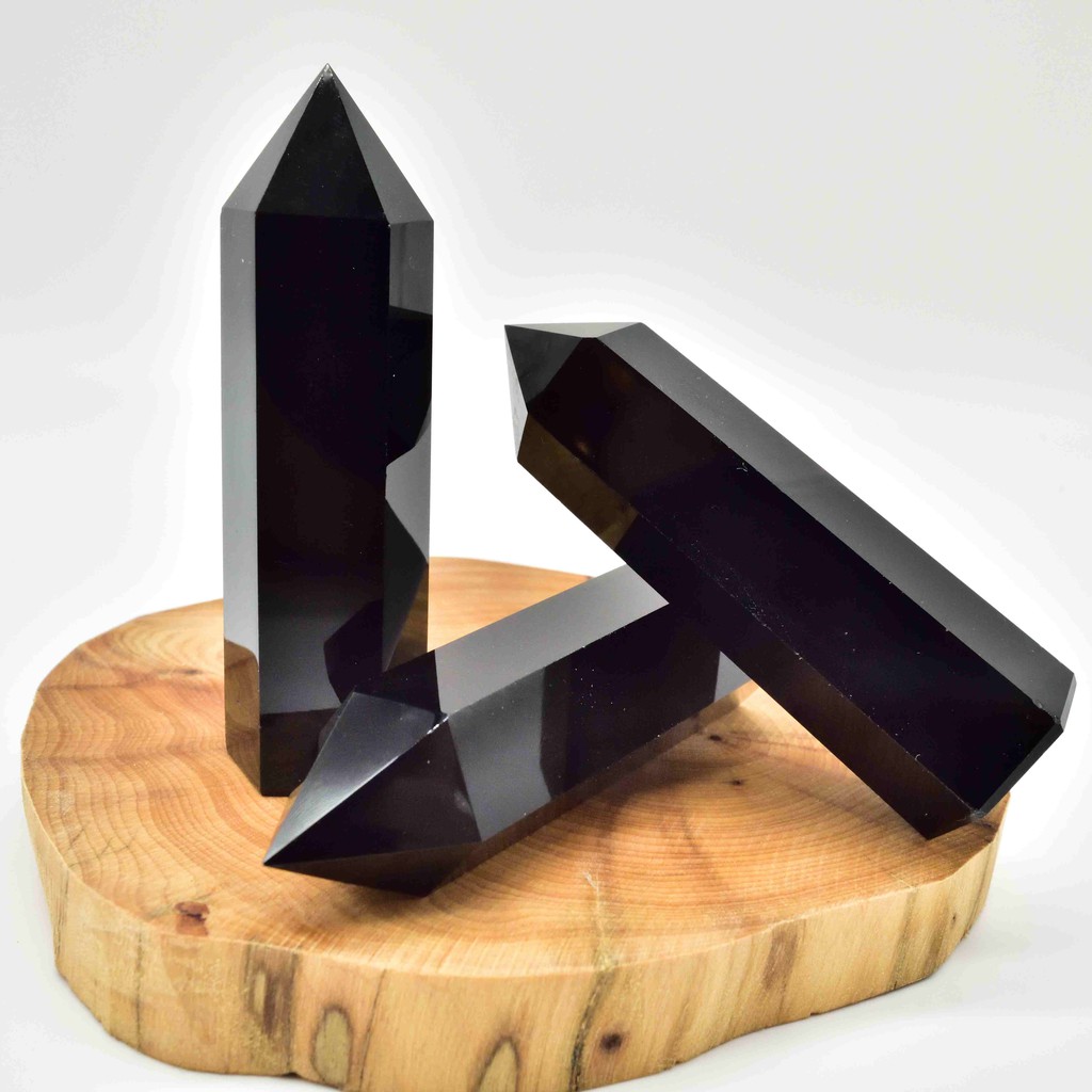 [硯嵐水晶 YL Crystal]黑曜石柱 水晶柱 原石打磨 天然水晶柱 小人遠離 避邪 能量石 | 蝦皮購物