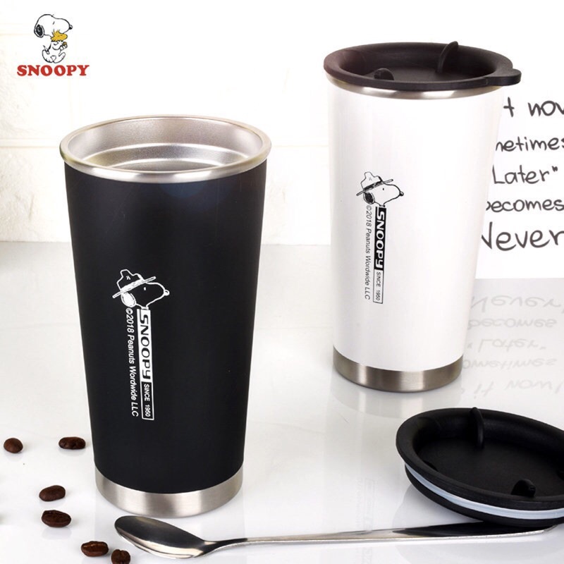 正版 史努比 snoopy 商務氣質 保溫杯 304不鏽鋼 黑白兩款 400ml 現貨 | 蝦皮購物