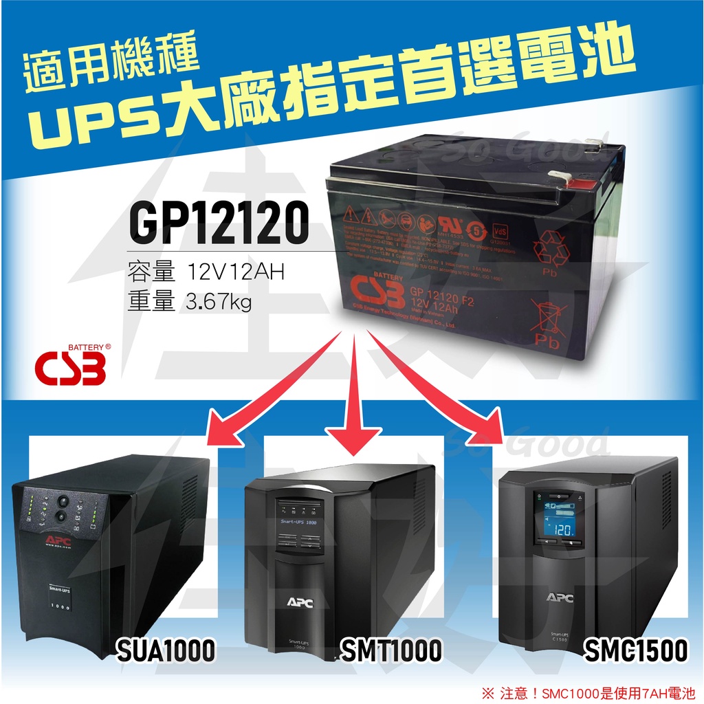 佳好電池 全新含稅 日立神戶 CSB GP12120 F2 12V-12AH 不斷電UPS 蓄電池 APC大廠指定專用 | 蝦皮購物