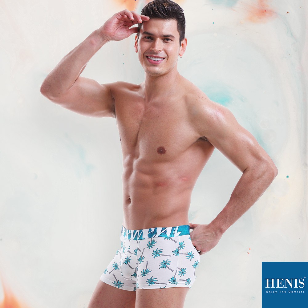 【現貨】HENIS 型男潮印 貼身 木戴爾 印花 四角褲 椰子樹 | 蝦皮購物