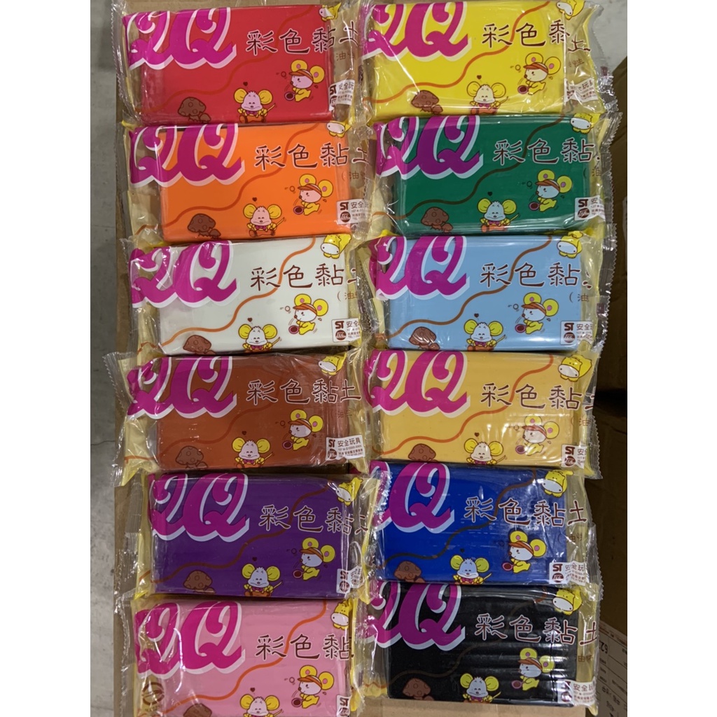 【玩具兄妹】現貨開發票! QQ彩色油性黏土 400g 12色 ST安全玩具 台灣製造 油性黏土 黏土玩具 黏土美勞材料 | 蝦皮購物