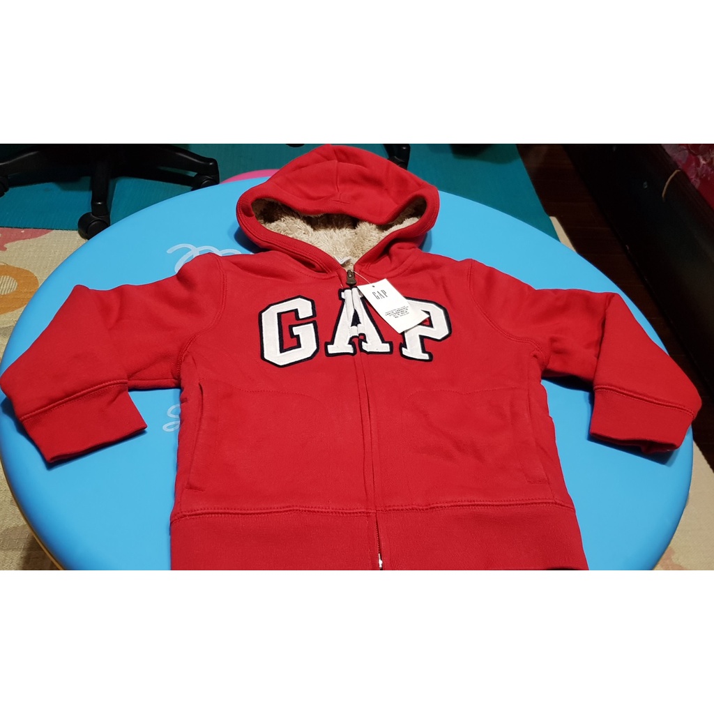 全新 GAP 幼童 Logo仿羊羔絨 連帽休閒外套 尺寸5Y (110cm) 內裡毛絨 紅色 字白 0906-188 | 蝦皮購物
