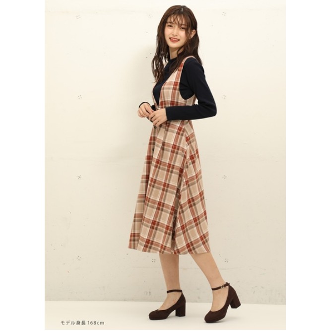 全新 轉賣 日貨 KIKI COLZA C.O.L.Z.A 格紋背帶裙 吊帶裙 米色M E0 | 蝦皮購物