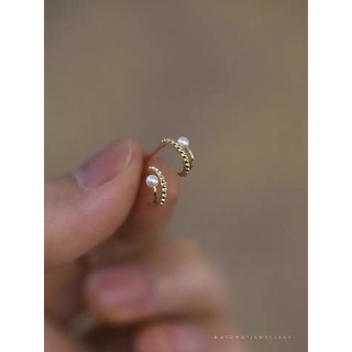 =現貨= ATOWN 輕珠寶 純9K金 雙層耳圈感豆豆淡水珍珠耳環 獨特耳骨釘耳飾耳釘 | 蝦皮購物