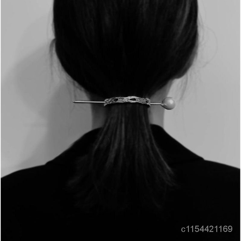 【優選好物】超僊法式冷淡風弧形簡約髮簪馬尾夾銀色熔巖頭飾古風古裝造型簪子jioyh SSGZ | 蝦皮購物