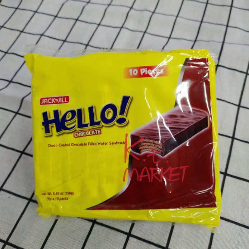 菲律賓 🇵🇭Hello chocolate wafer 巧克力 威化餅 餅乾 150g（10小包*15克） | 蝦皮購物